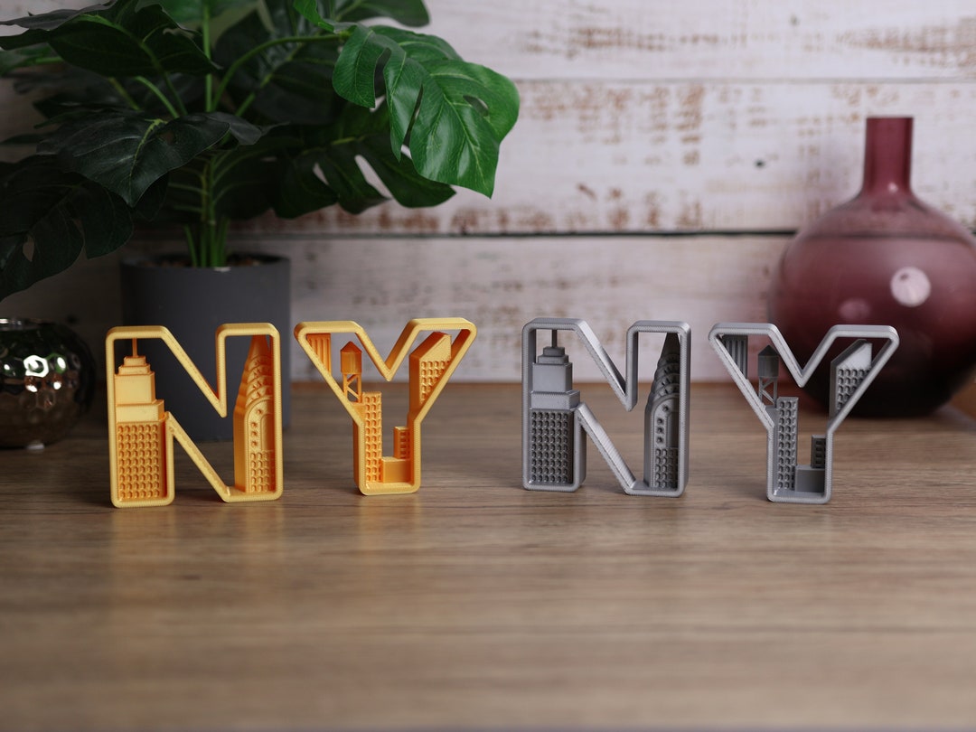 New York City Skyline Letter Art: Freestanding NY Sculpture, Home Decor ...