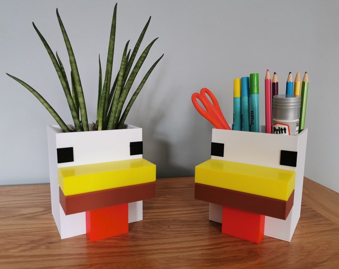 Minecraft Chicken Plant Pot, Desk Top Organizer, Minecraft Gifts ...