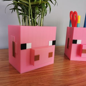 Minecraft Pig Plant Pot, Desk Top Organizer, Minecraft Gifts, Gaming ...