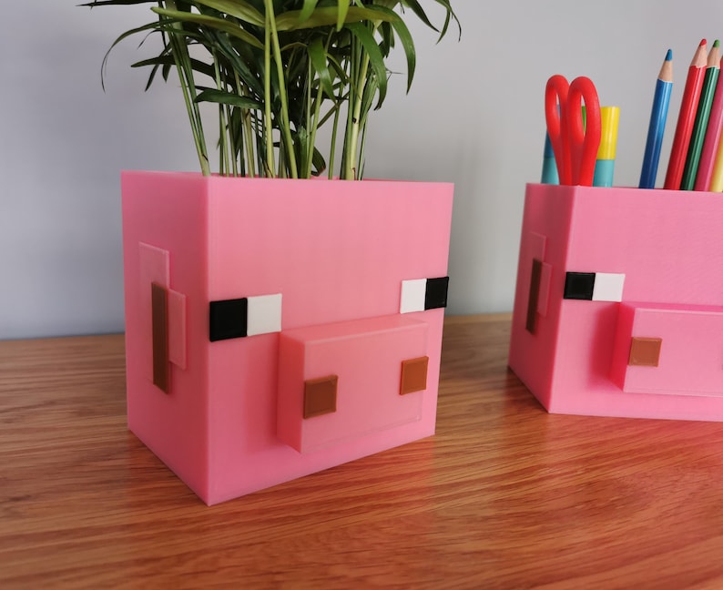 Minecraft Pig Plant Pot, Desk Top Organizer, Minecraft Gifts, Gaming ...