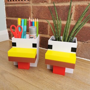 Minecraft Chicken Plant Pot, Desk Top Organizer, Minecraft Gifts ...