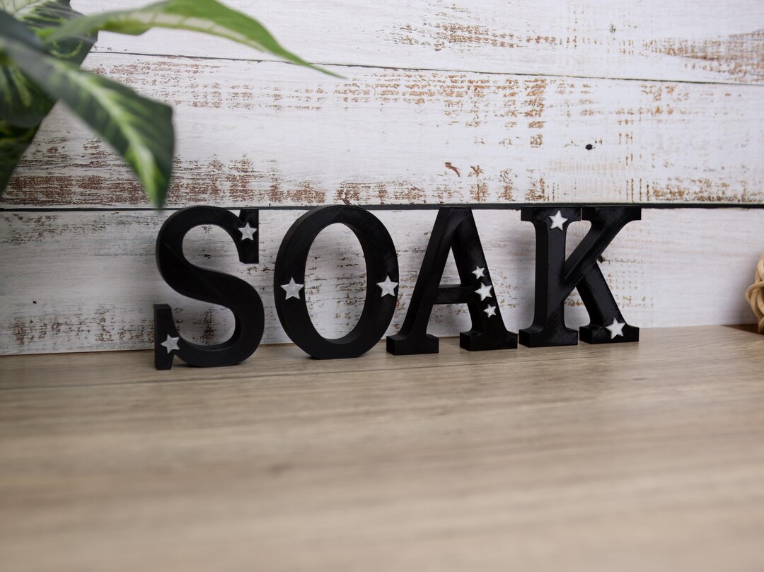 SOAK Letters: Bathroom Ornaments, With or Without Silver Stars, Decor ...