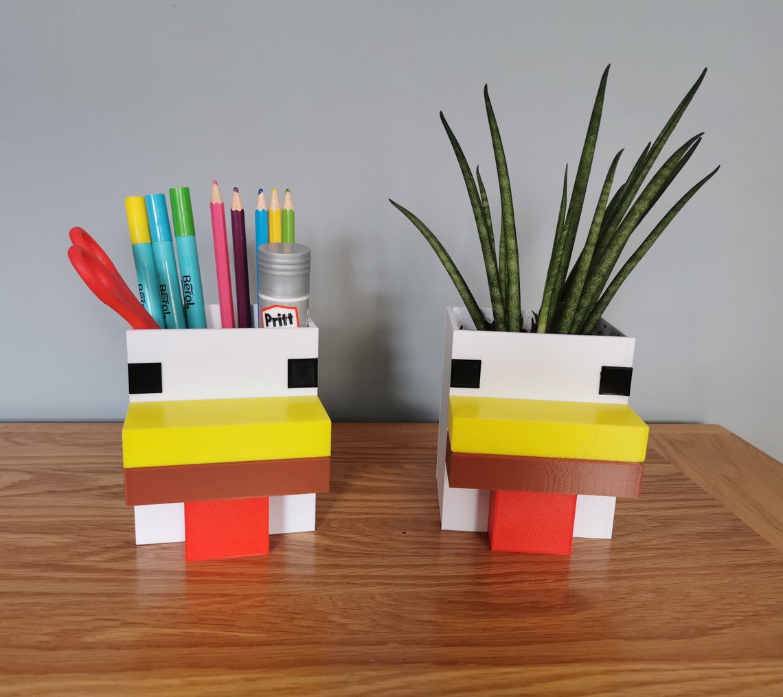 Minecraft Chicken Plant Pot, Desk Top Organizer, Minecraft Gifts ...
