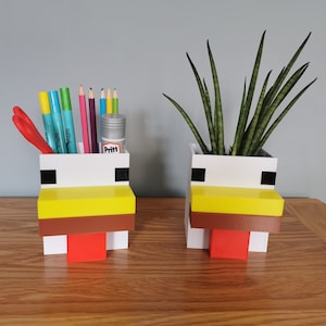 Minecraft Chicken Plant Pot, Desk Top Organizer, Minecraft Gifts ...