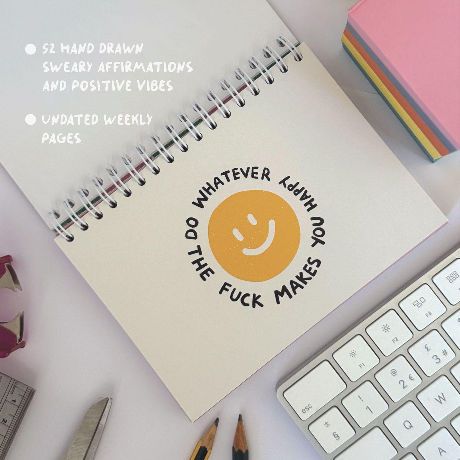 Sweary Affirmation Desk Flip Chart Desk Pad Book | 52 Weeks of Positive ...