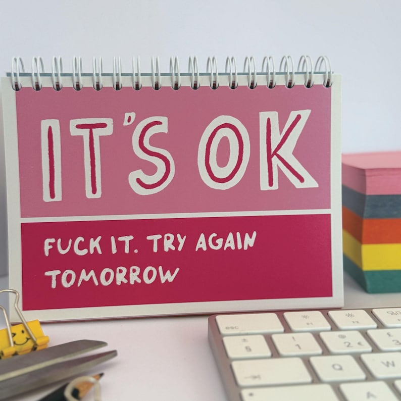 Sweary Affirmation Desk Flip Chart Desk Pad Book | 52 Weeks of Positive ...