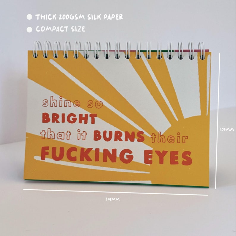 Sweary Affirmation Desk Flip Chart Desk Pad Book | 52 Weeks of Positive ...