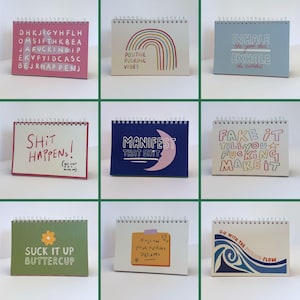 Sweary Affirmation Desk Flip Chart Desk Pad Book | 52 Weeks of Positive ...