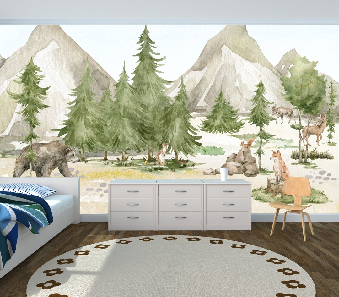 Children's Wallpaper Forest Wallpaper for Kids Forest - Etsy