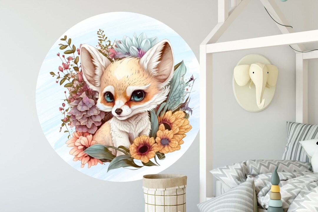 Sticker for Children's Room Circle, Little Fox, Sticker for School ...