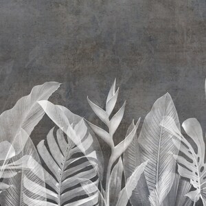 Mural of Large Monstera Leaves, Plants Mural, Abstract Mural. UV LED ...