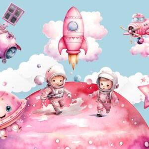 Wallpaper Space, Pink Planet, Stars, Clouds, Aircraft, Rockets ...