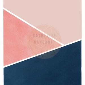 Navy Blue and Blush Pink Geometric Print | Pink and Blue Abstract Art ...