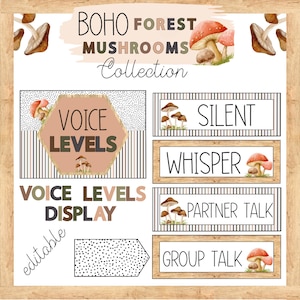 Boho Forest Mushroom Themed Classroom Noise-o-meter, Voice Levels ...