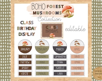Boho Forest Mushroom Themed Classroom Table/desk Signs/labels, Editable ...