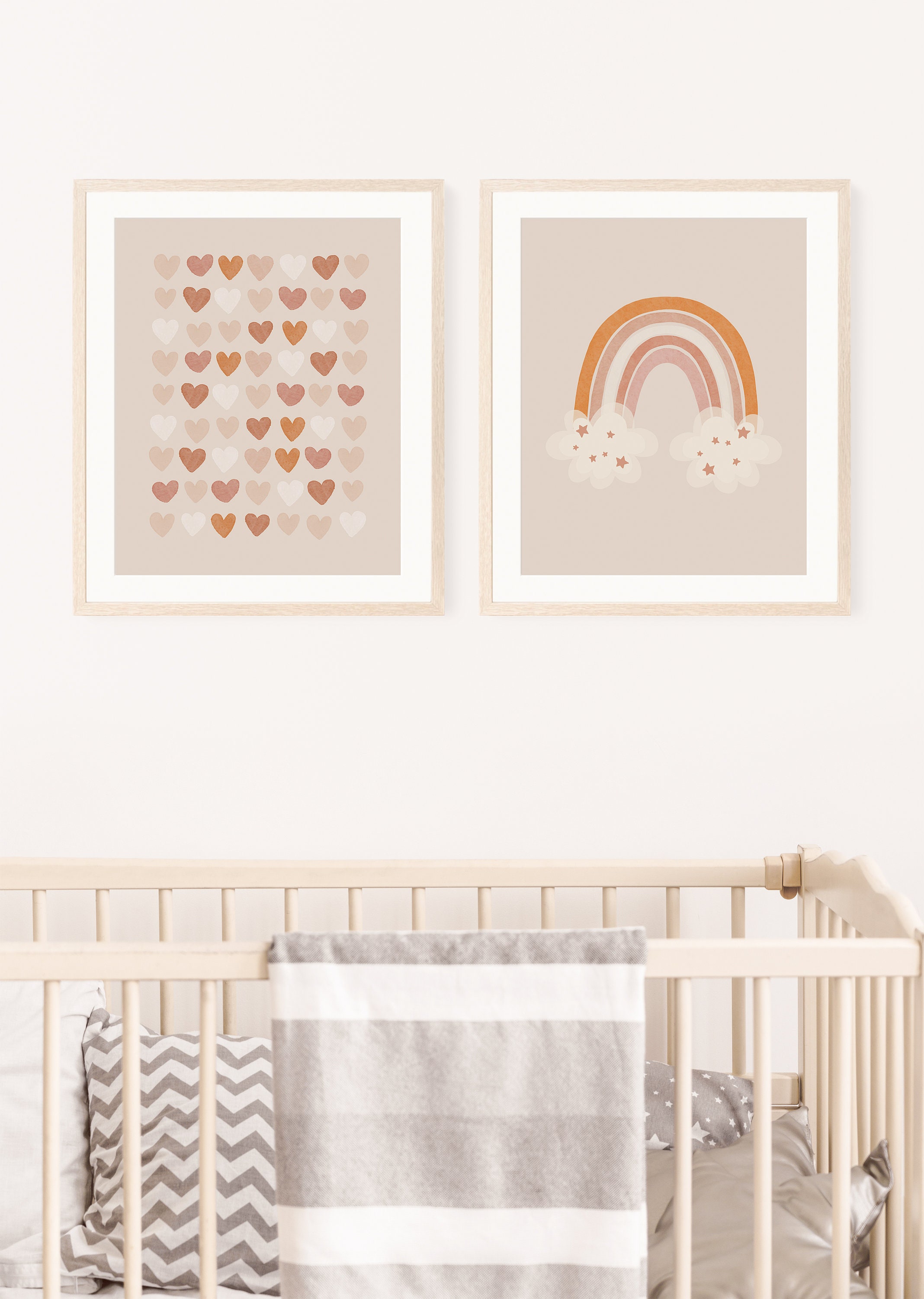Neutral Rainbow Boho Nursery Printable Wall Art Nursery - Etsy
