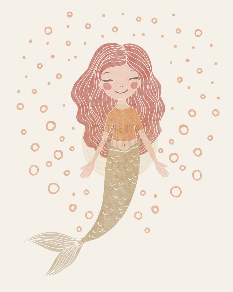 Mermaid Boho Nursery Printable Wall Art Nursery Decor - Etsy