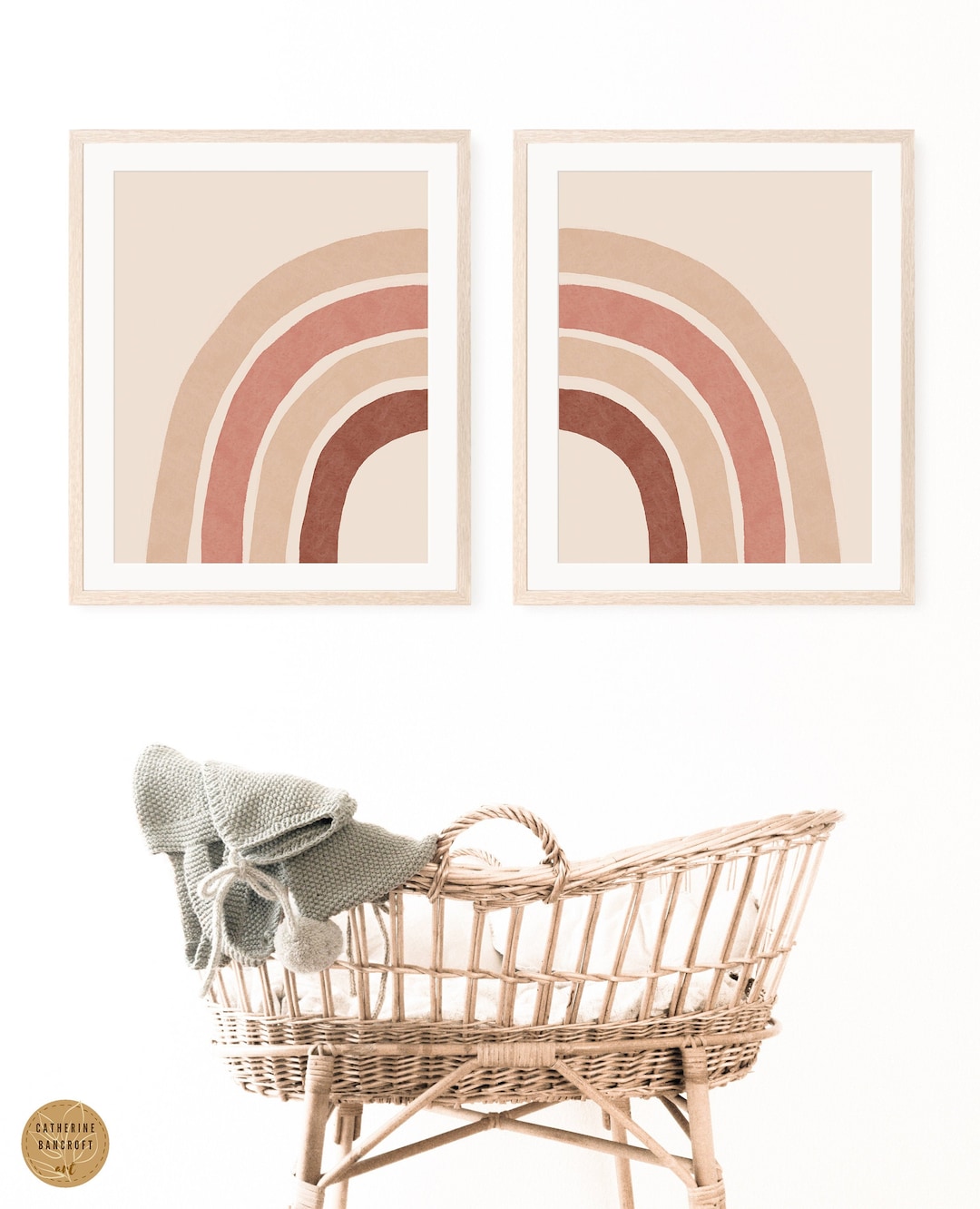 Set of Two Rainbow Boho Nursery Printable Wall Art, Nursery Decor ...
