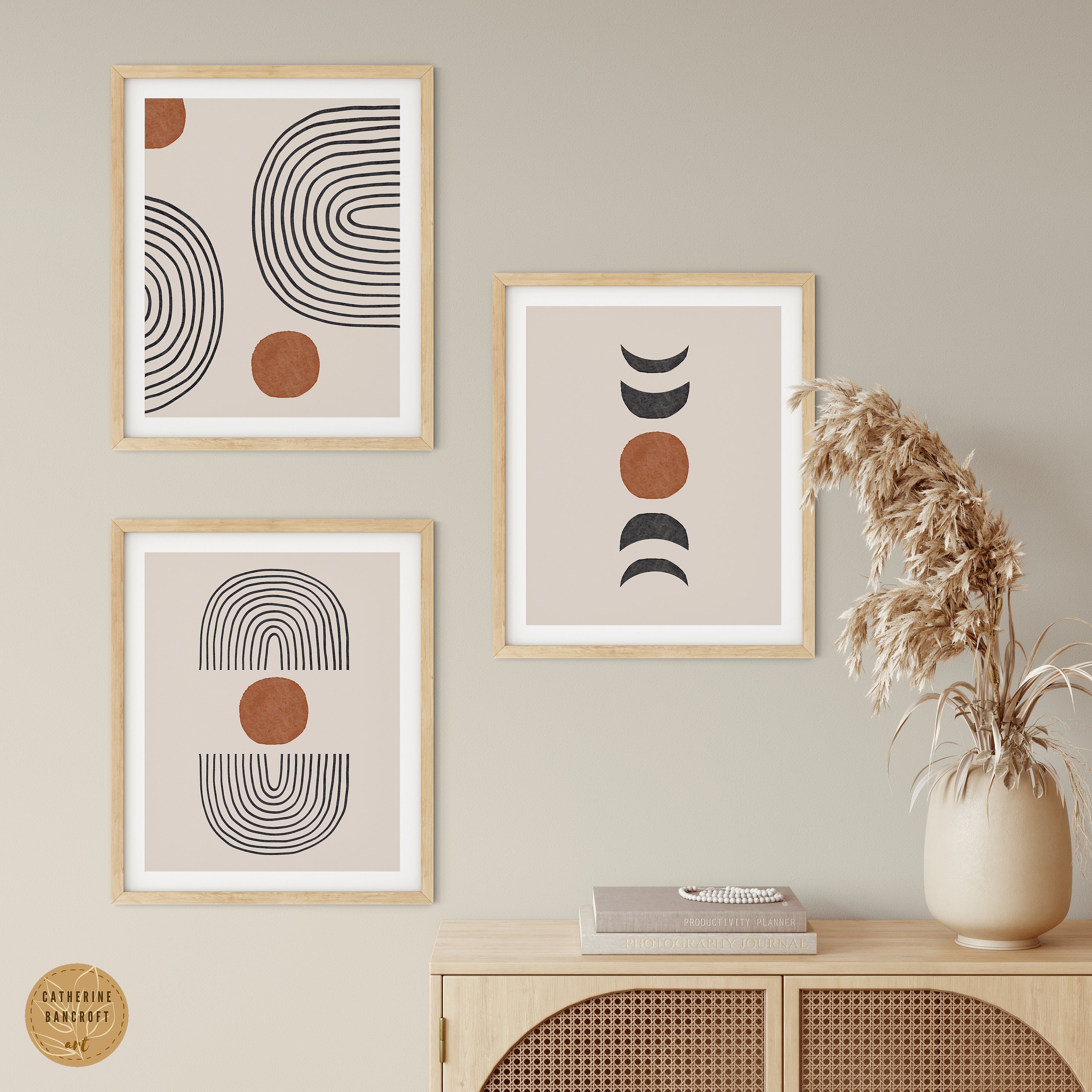 Set of 3 Prints, Modern Printable Wall Art, Instant Download, Abstract ...