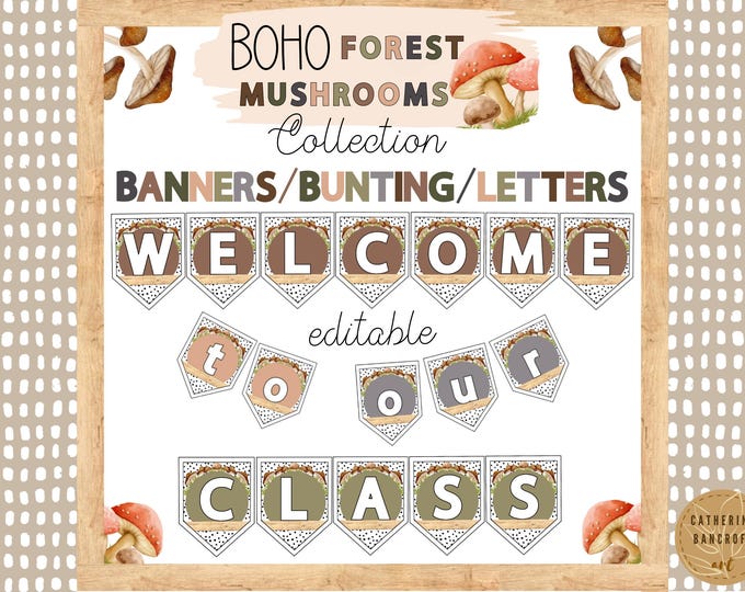 Editable Bunting & Display Banners | Modern Boho Plants Themed Decor ...