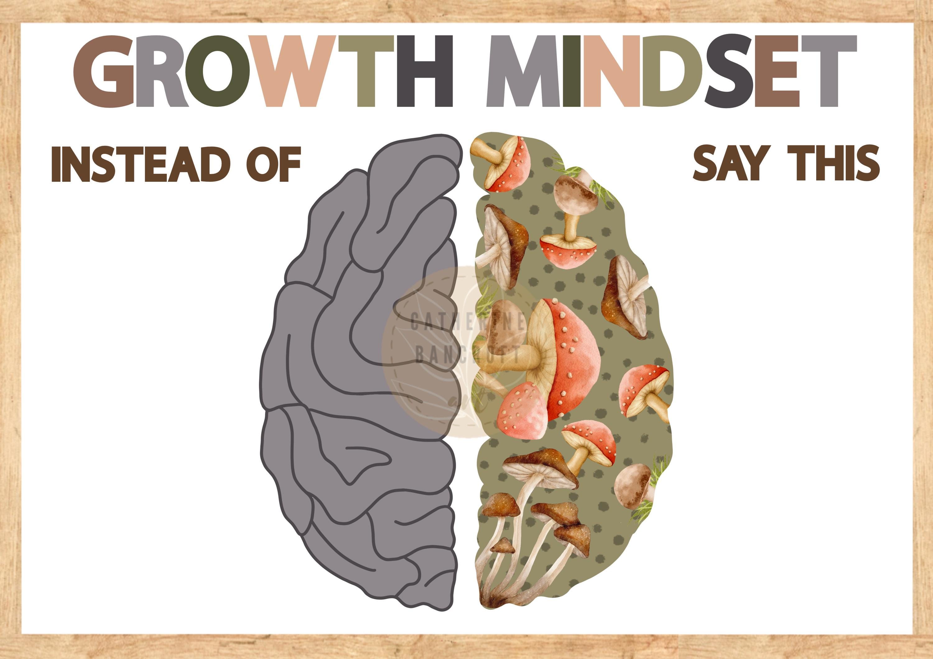 Boho Forest Mushroom Themed Classroom Growth Mindset Poster, Editable ...