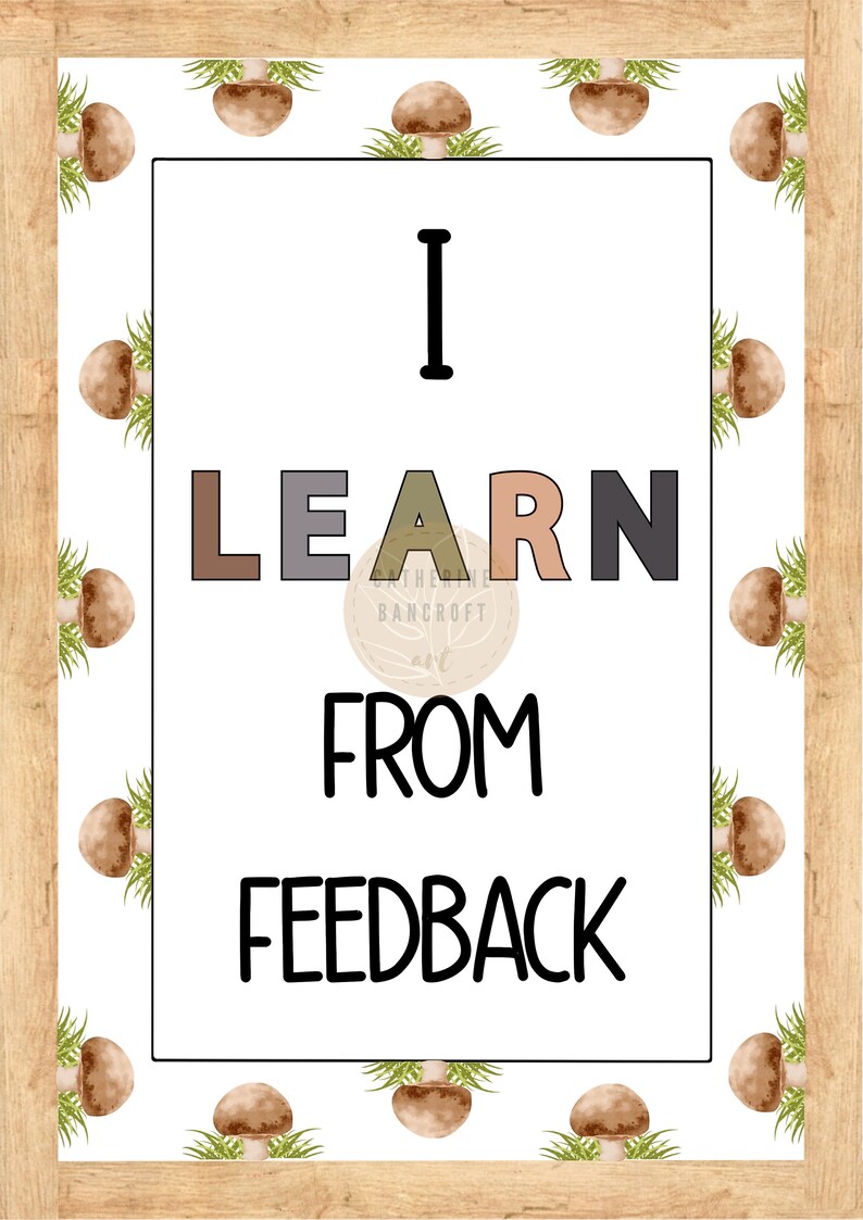 Boho Forest Mushroom Themed Classroom Inspirational Posters, Editable ...