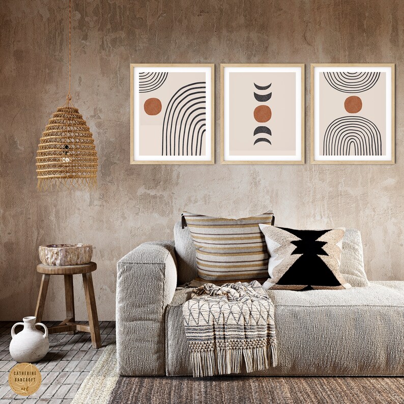 Set of 3 Prints, Modern Printable Wall Art, Instant Download, Abstract ...