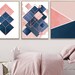 Navy Blue and Blush Pink Geometric Prints Pink and Blue Abstract Art ...