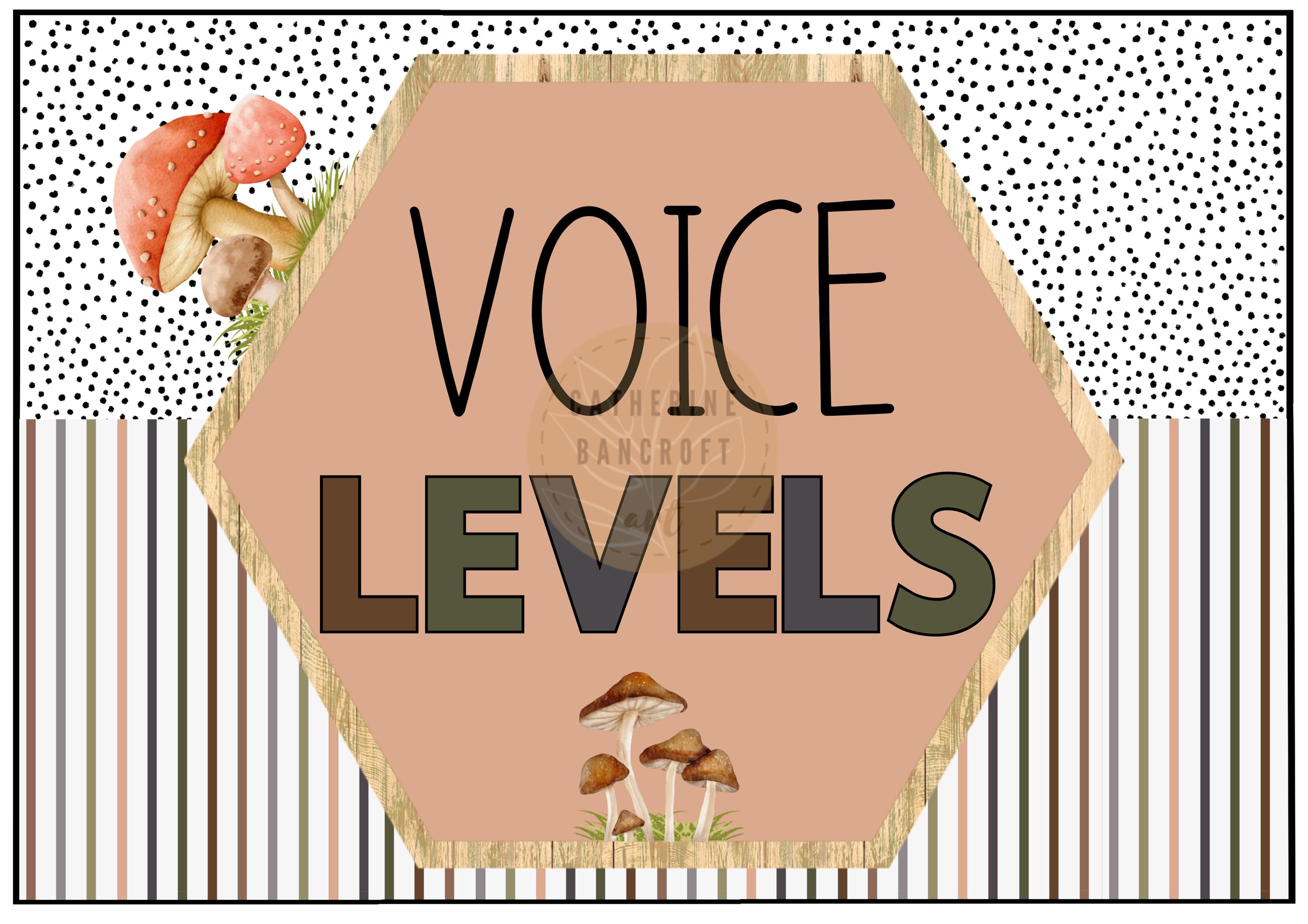 Boho Forest Mushroom Themed Classroom Noise-o-meter, Voice Levels ...