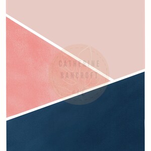 Navy Blue and Blush Pink Geometric Prints | Pink and Blue Abstract Art ...