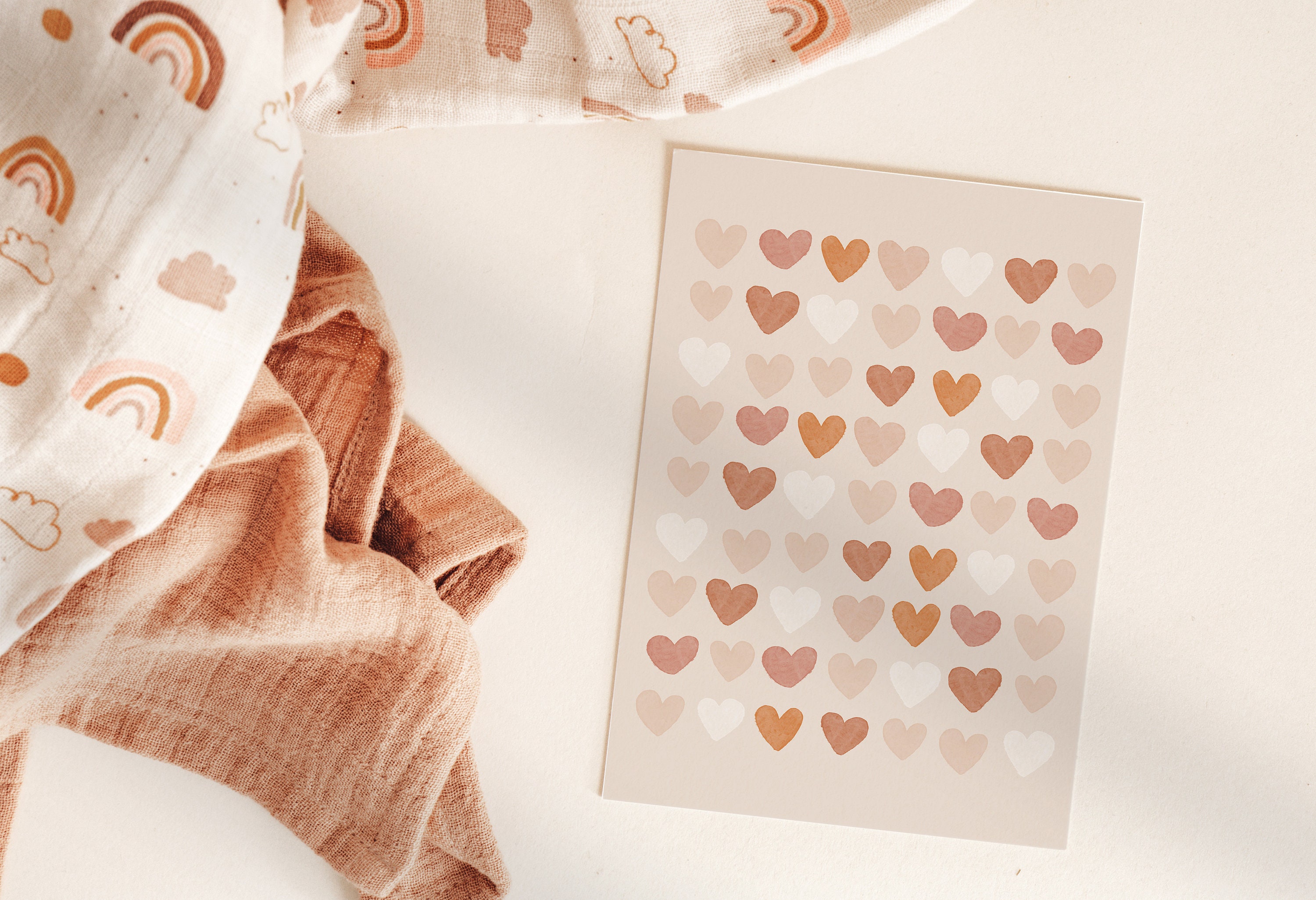 Neutral Heart Pattern Boho Nursery Printable Wall Art Nursery | Etsy