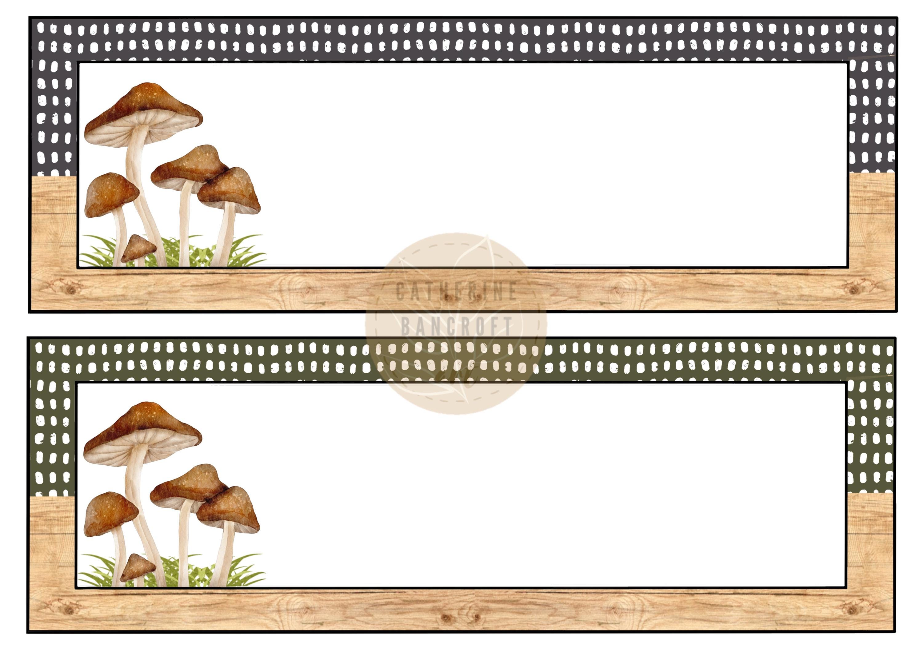 Boho Forest Mushroom Themed Classroom Desk Name Labels, Editable ...