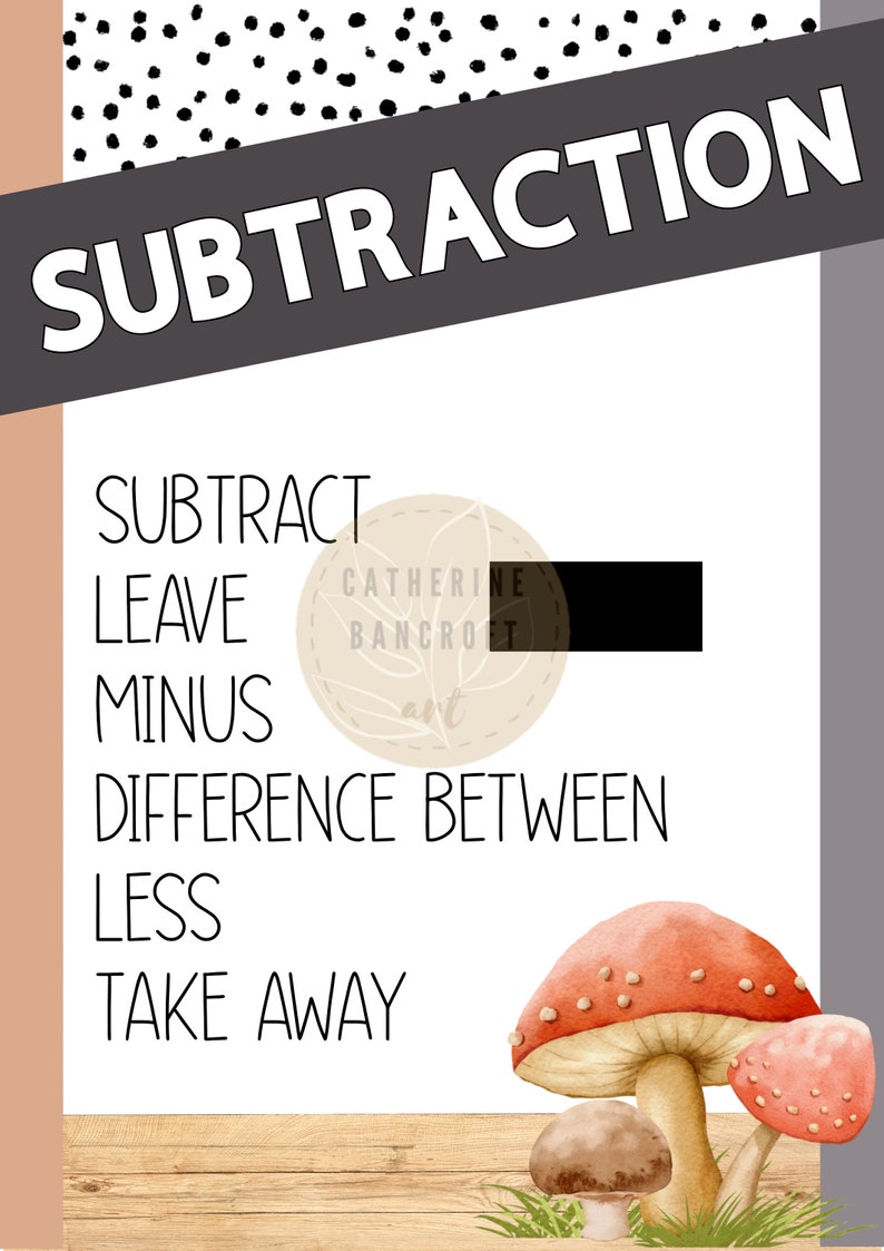Boho Forest Mushroom Themed Classroom Maths Operations, Maths Posters ...
