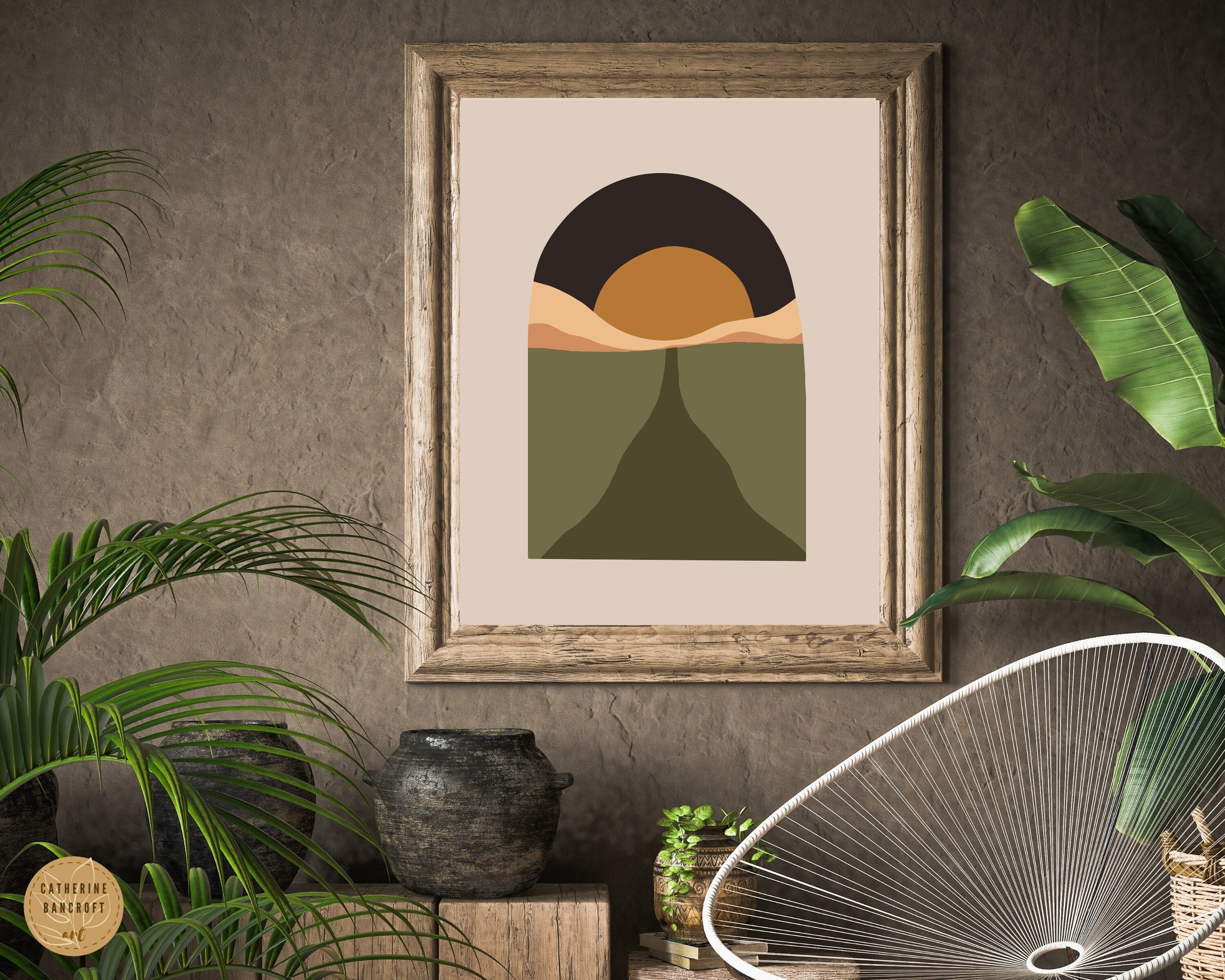 Boho Decor Abstract Print Mustard Print Landscape Print | Etsy