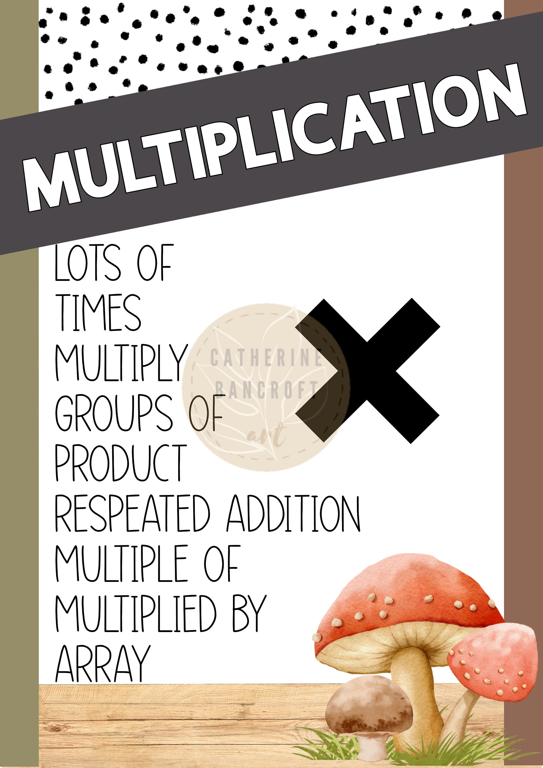 Boho Forest Mushroom Themed Classroom Maths Operations, Maths Posters ...
