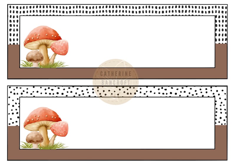Boho Forest Mushroom Themed Classroom Desk Name Labels, Editable ...