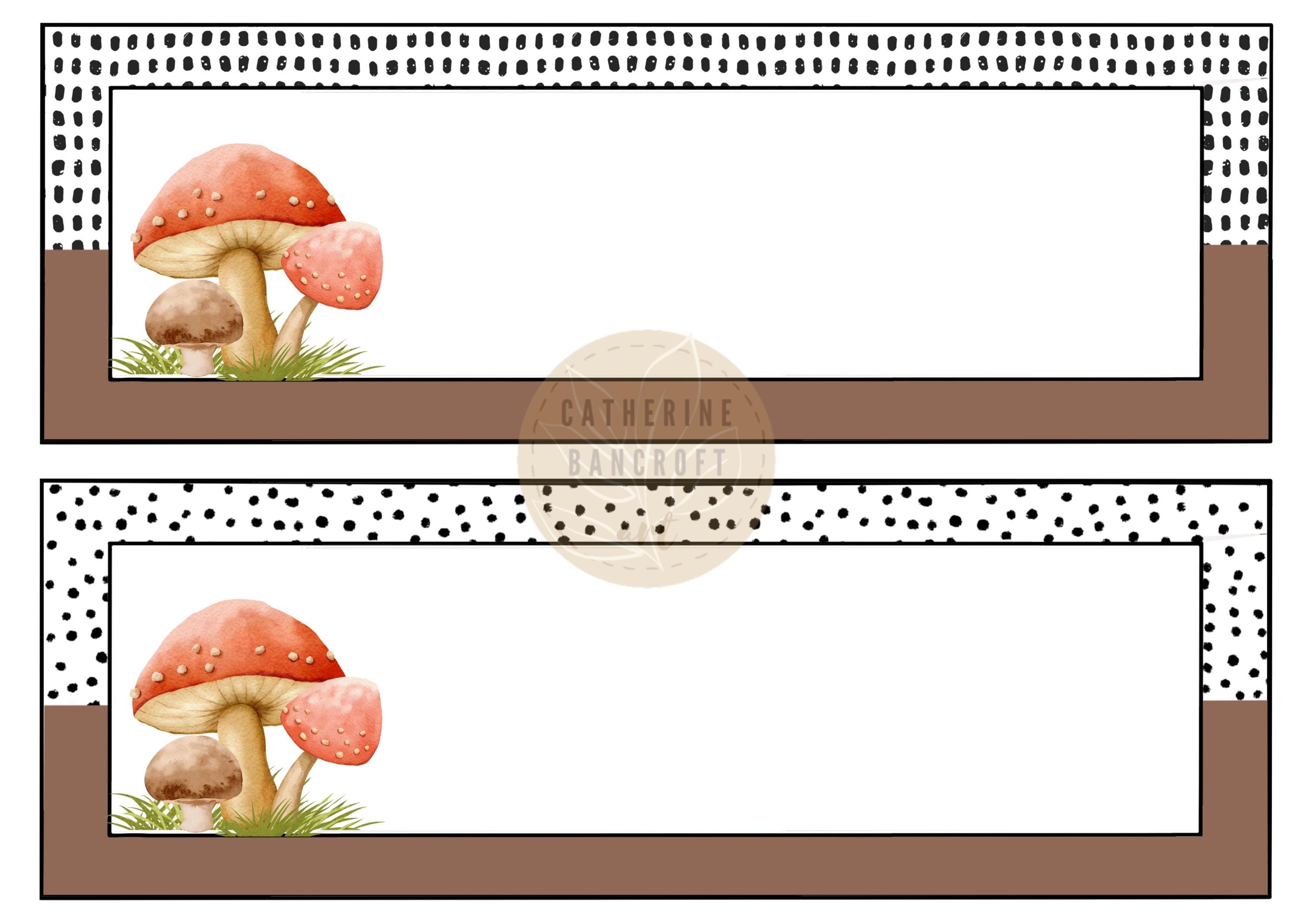 Boho Forest Mushroom Themed Classroom Desk Name Labels, Editable ...