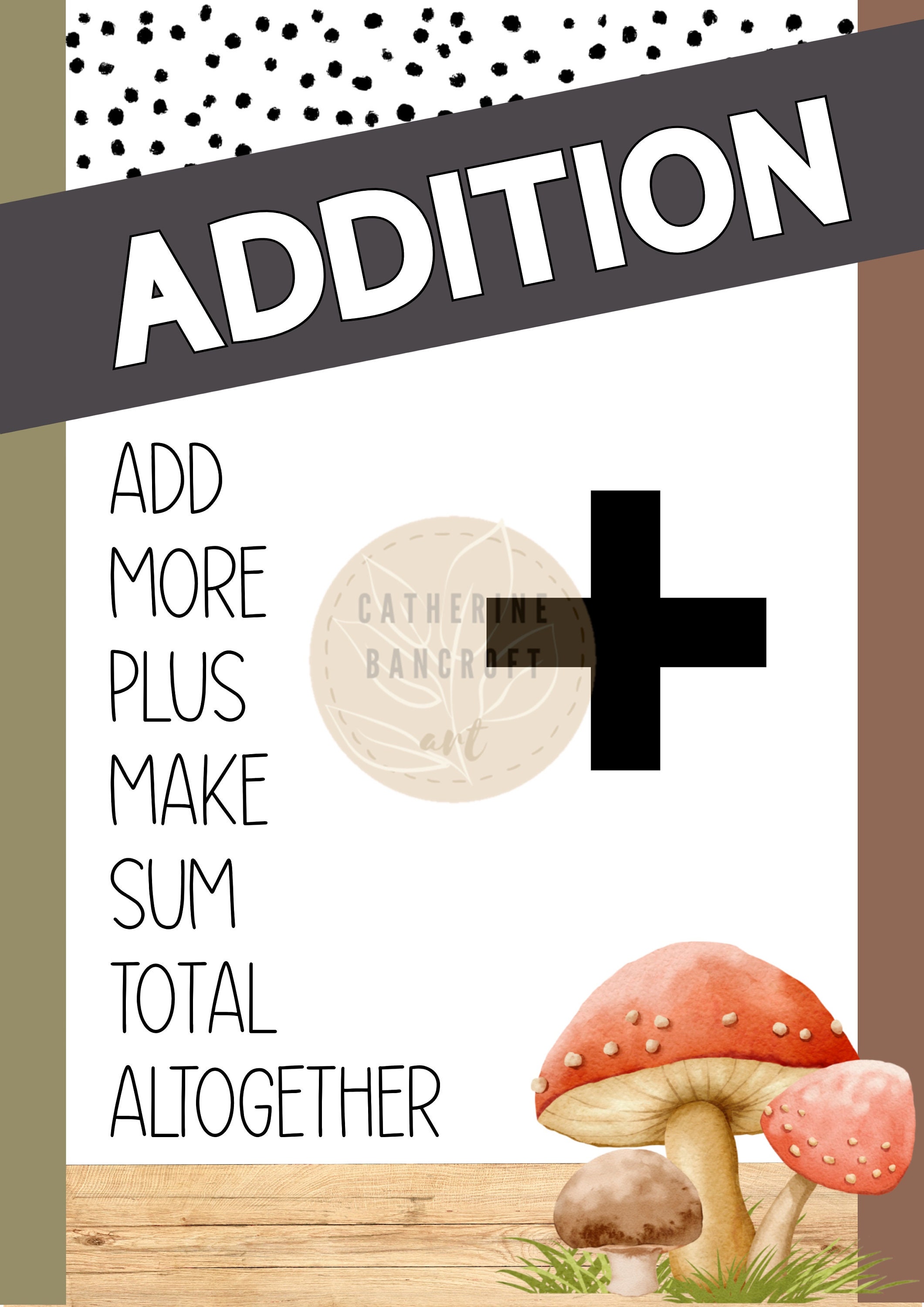 Boho Forest Mushroom Themed Classroom Maths Operations, Maths Posters ...