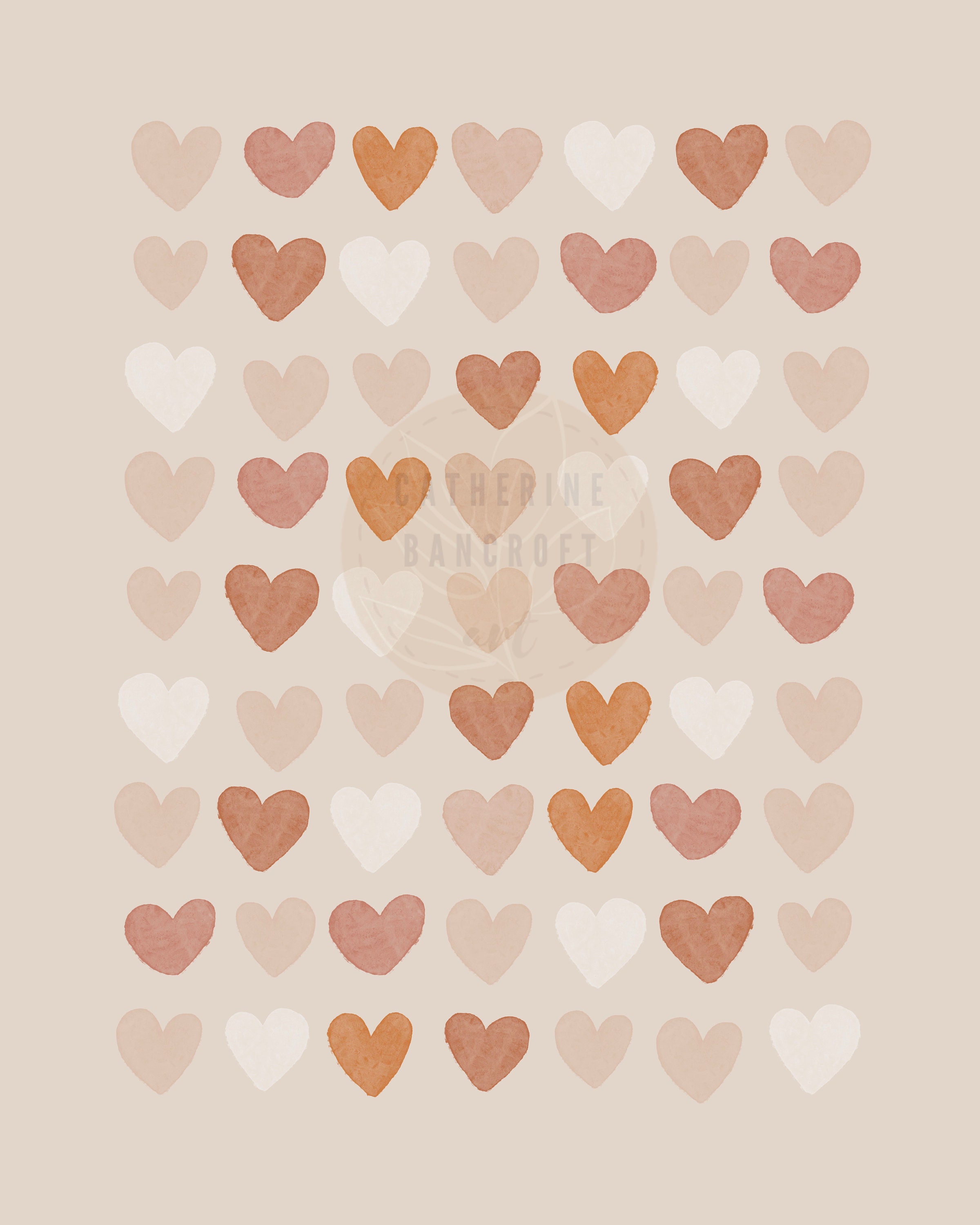 Neutral Heart Pattern Boho Nursery Printable Wall Art Nursery | Etsy