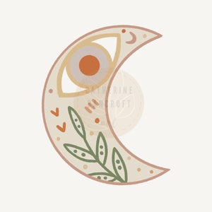 Bohemian Moon Print | Mystical Wall Print | Magical Boho Decor | Moon ...