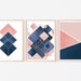 Navy Blue and Blush Pink Geometric Print Pink and Blue Abstract Art ...