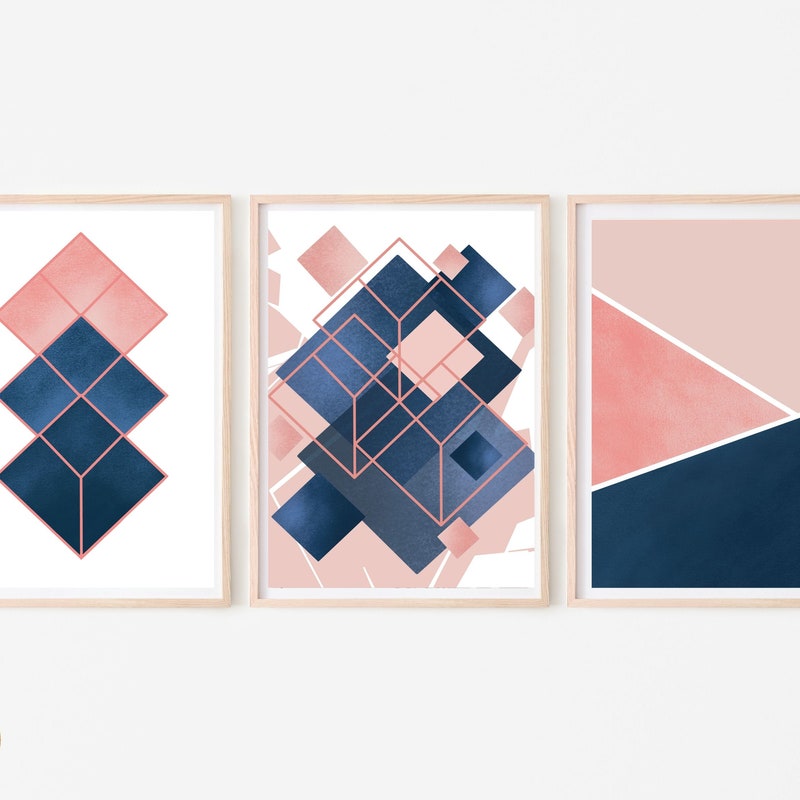 Pink and Blue Wall Art - Etsy