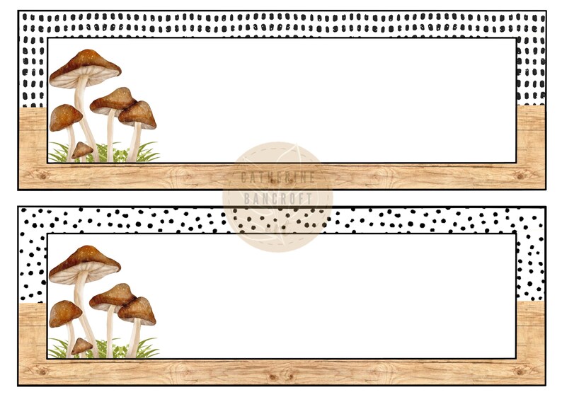 Boho Forest Mushroom Themed Classroom Desk Name Labels, Editable ...