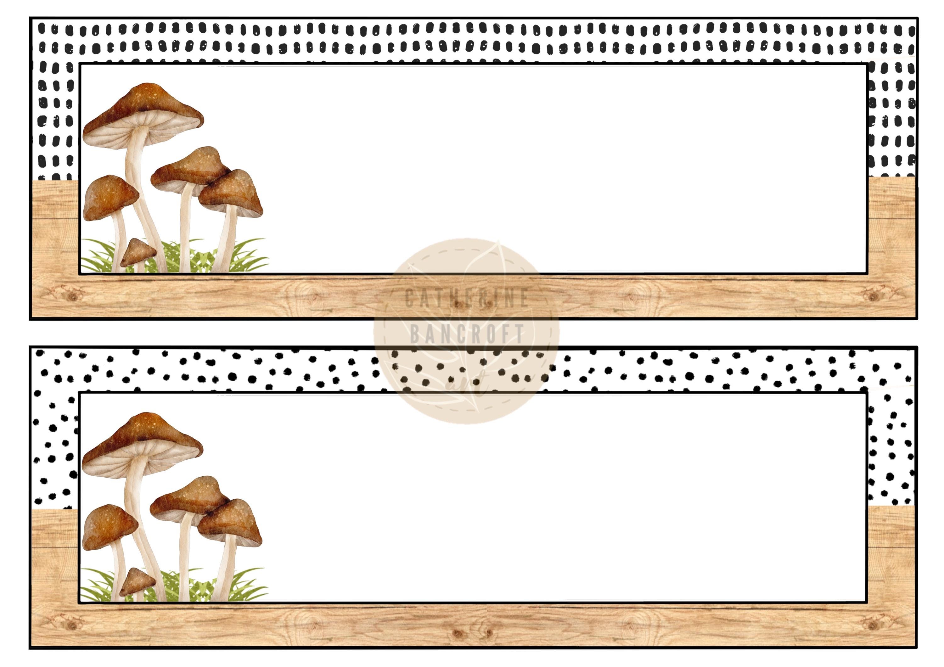 Boho Forest Mushroom Themed Classroom Desk Name Labels, Editable ...