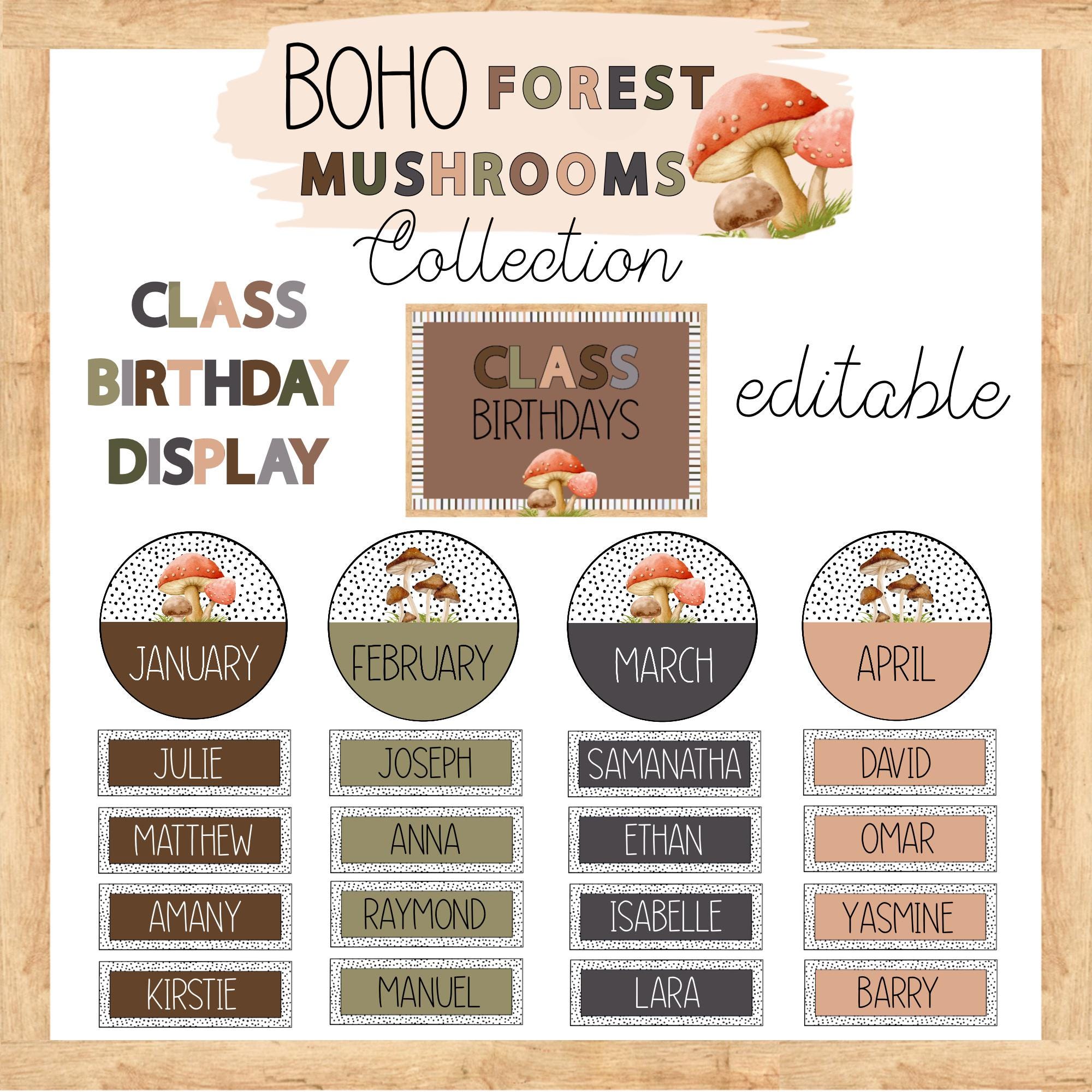 Boho Classroom Decor BUNDLE – Neutral Nature Mushroom Theme – Editable ...