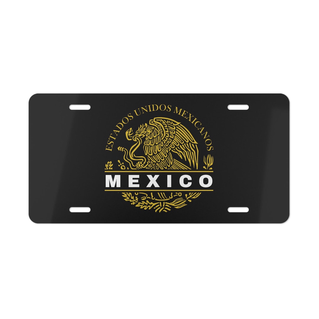 License Plate Gold Mexican Shield, Mexico License, Custom License Plate ...