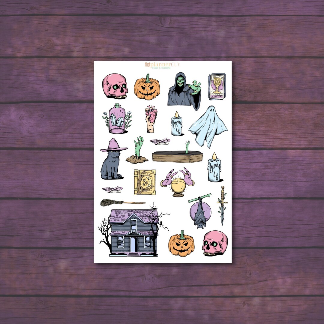 Spooky and Creepy Halloween Stickers | Halloween Planner Stickers ...