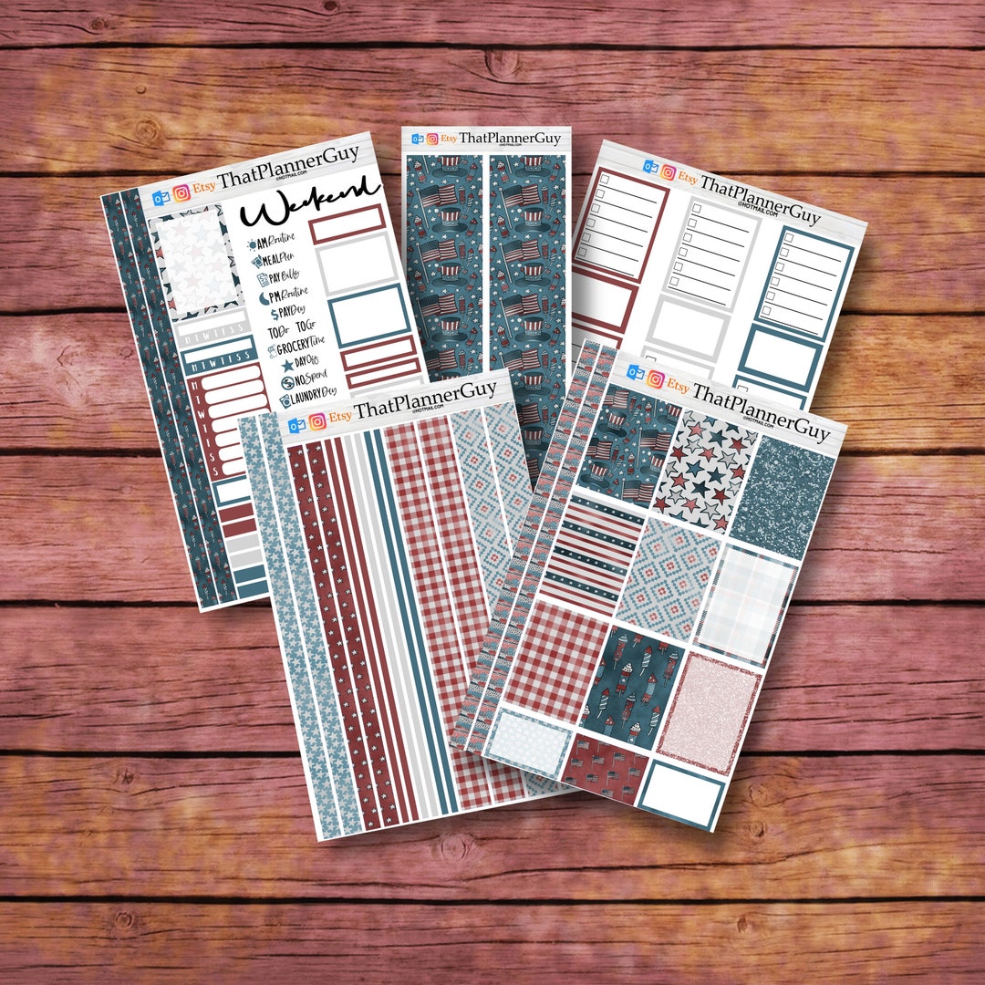 Americana Planner Stickers | Patriotic 4th of July Stickers - Etsy