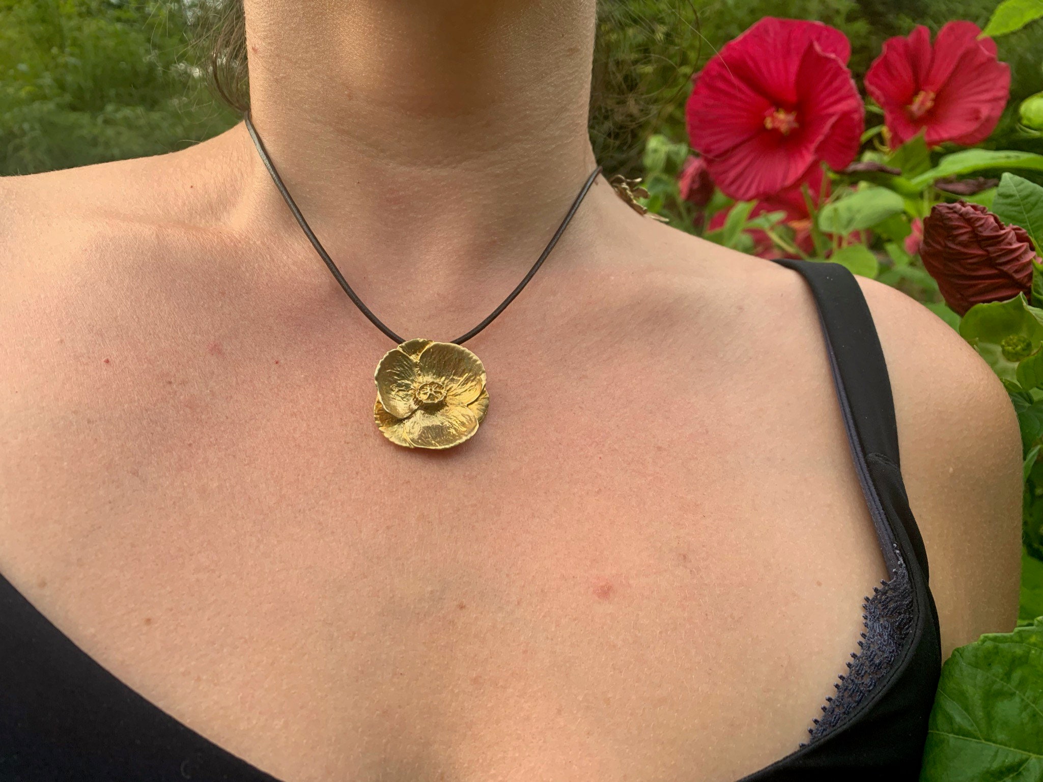 Poppy Flower Pendant - Etsy