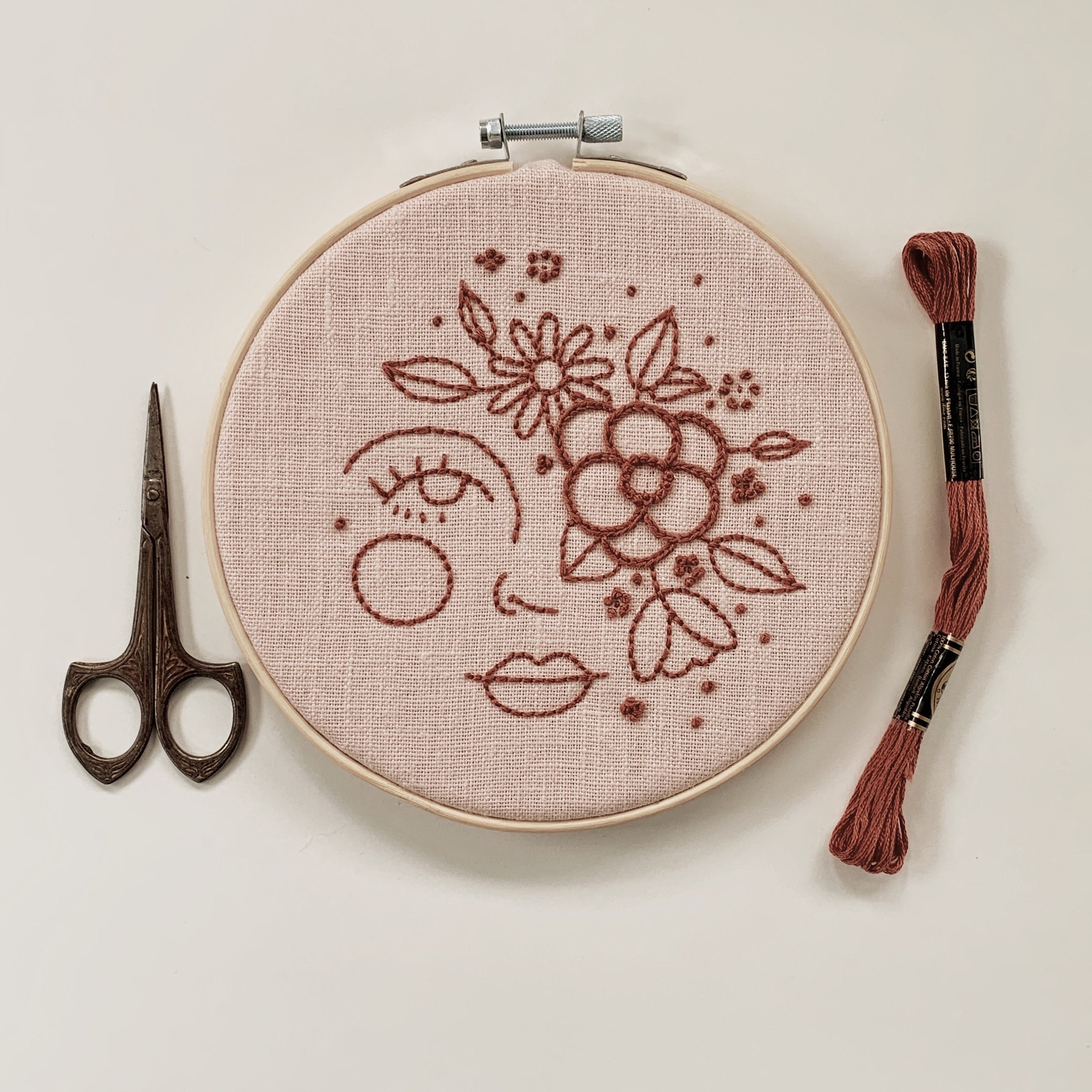 Embroidery Pattern for Beginner. Floral Embroidery Pattern. Floral Face ...